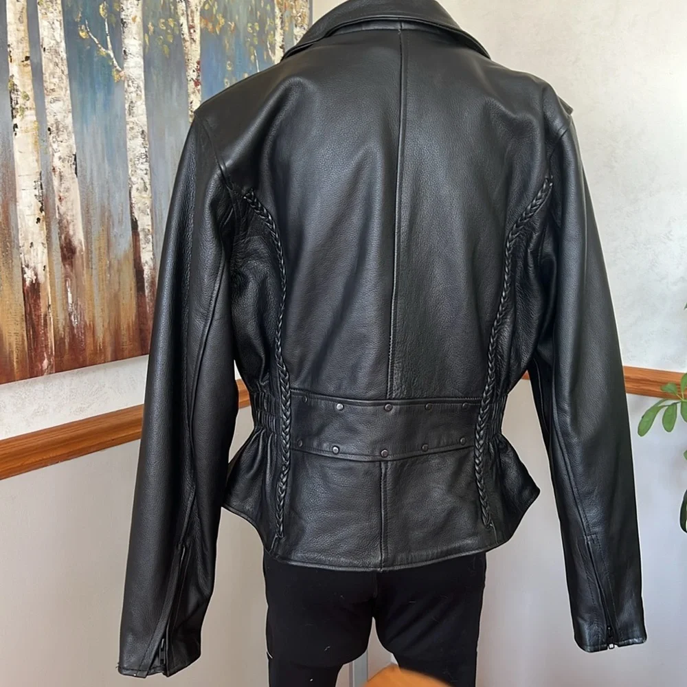 Unik | Jackets & Coats | Unik Braided Leather Jacket With Insulated ...